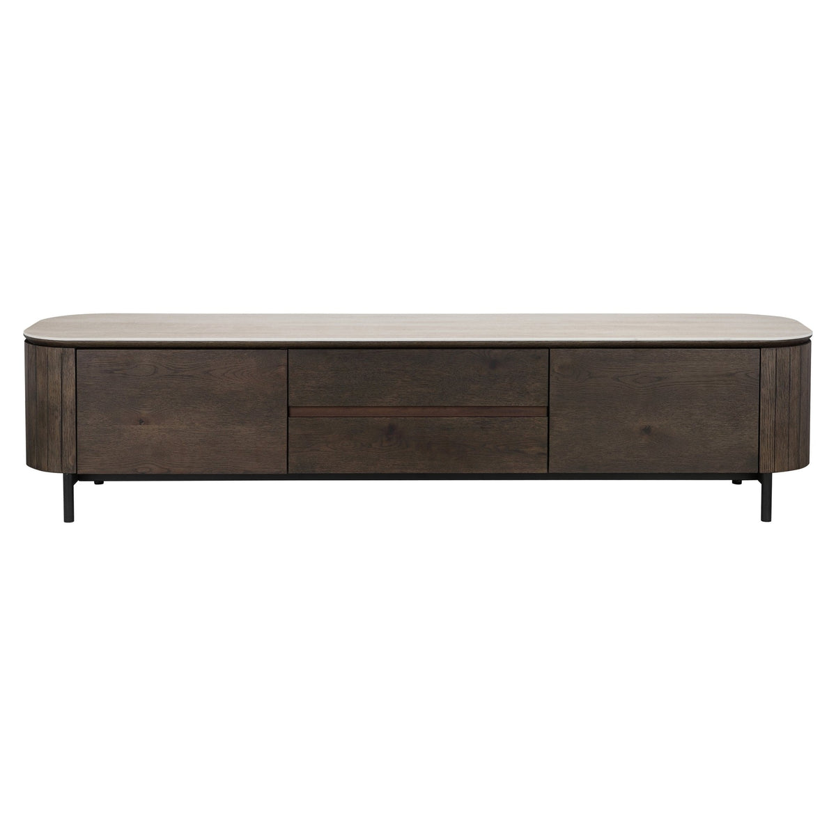Ritz Brown Oak Veneer & Ceramic Top TV Cabinet – Decorum Interiors