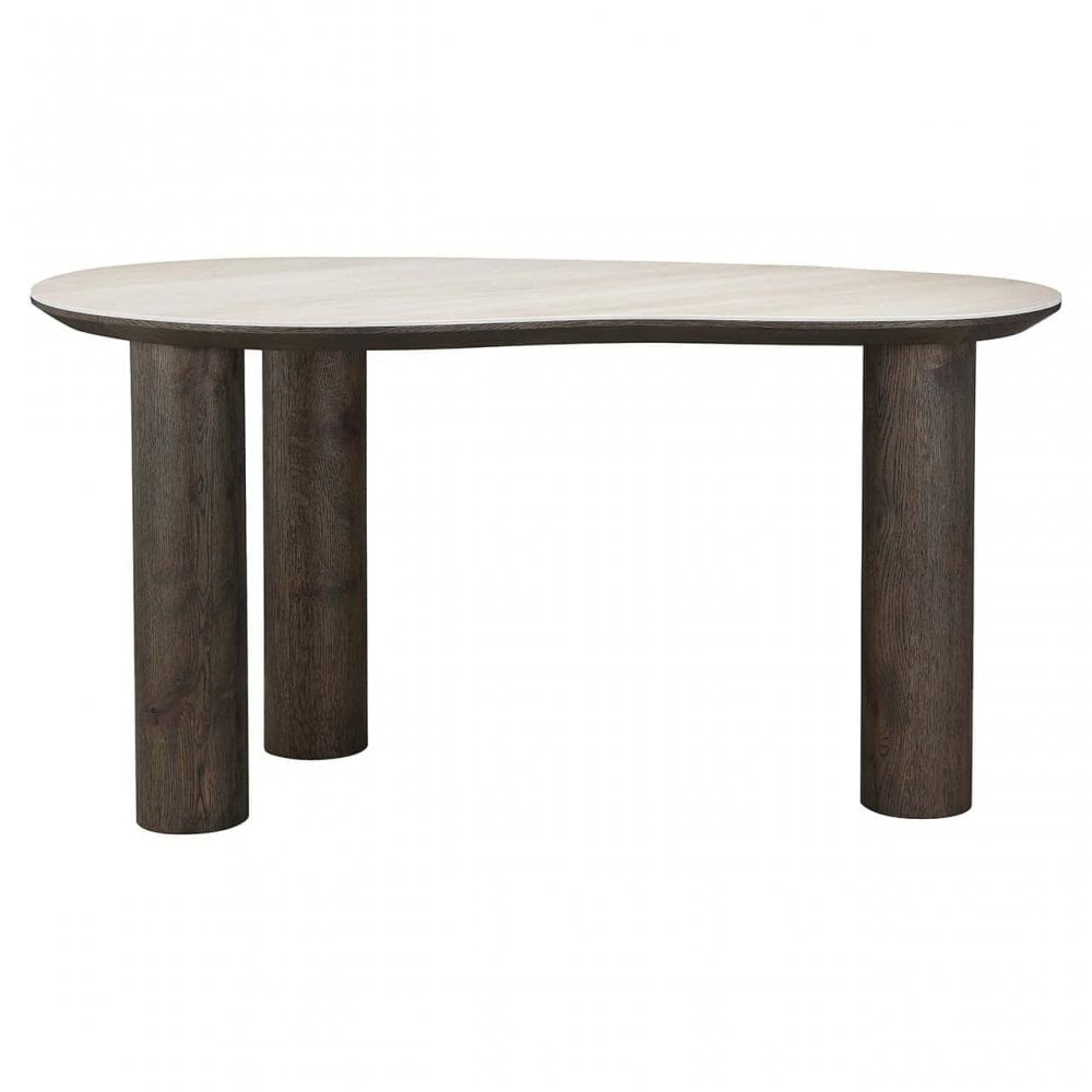 Ritz Brown Oak Veneer & Beige Ceramic Top Desk – Decorum Interiors